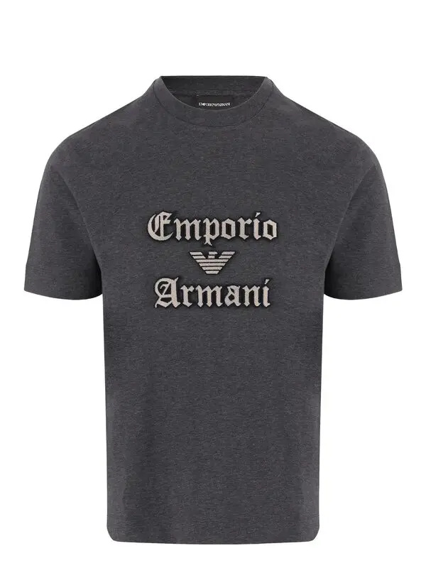 Emporio Armani Logo-embroidered T-shirt - Black