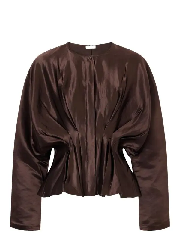 JOSEPH Waist-cinched Cropped Satin Top - Black