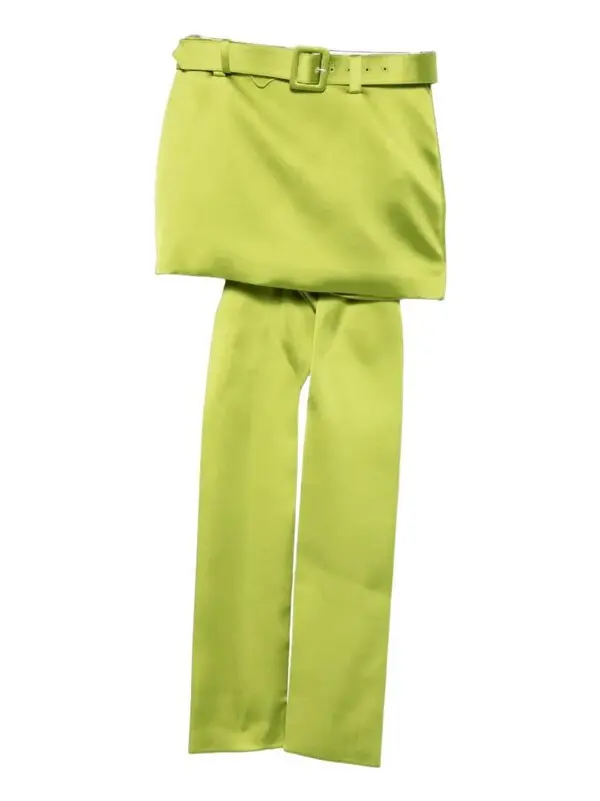 SELF-PORTRAIT Satin Bow Detailed Belted Mini Skirt - Green
