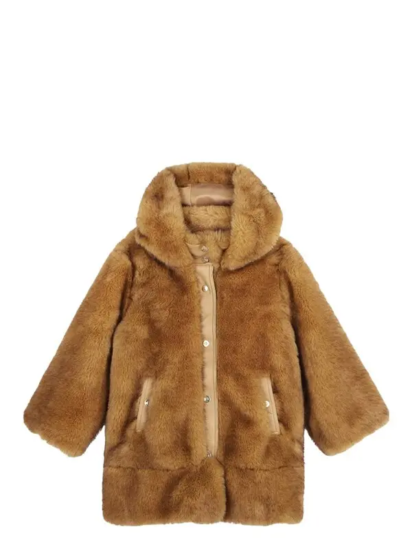 Chloé Faux-fur Hooded Coat - Brown