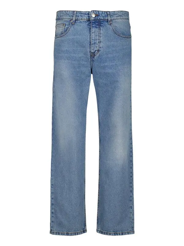 AMI Paris Logo Patch Straight-leg Jeans - Blue