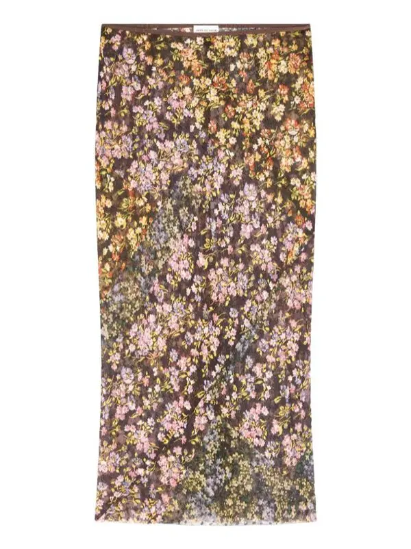 Dries Van Noten Jacquard Midi Skirt - Amber