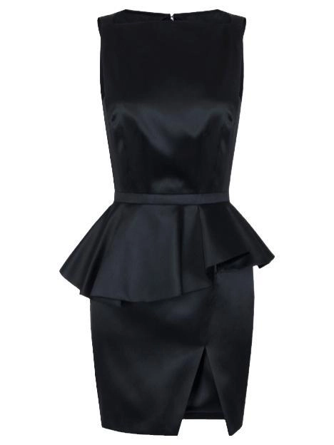 Elisabetta Franchi Mini Dress In Gazar Fabric With Ruffled Waist And Slit Skirt - Black