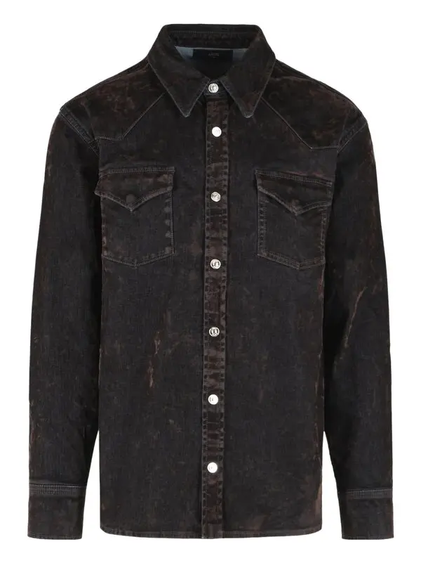 Amiri Flocked Denim Shirt - Brown