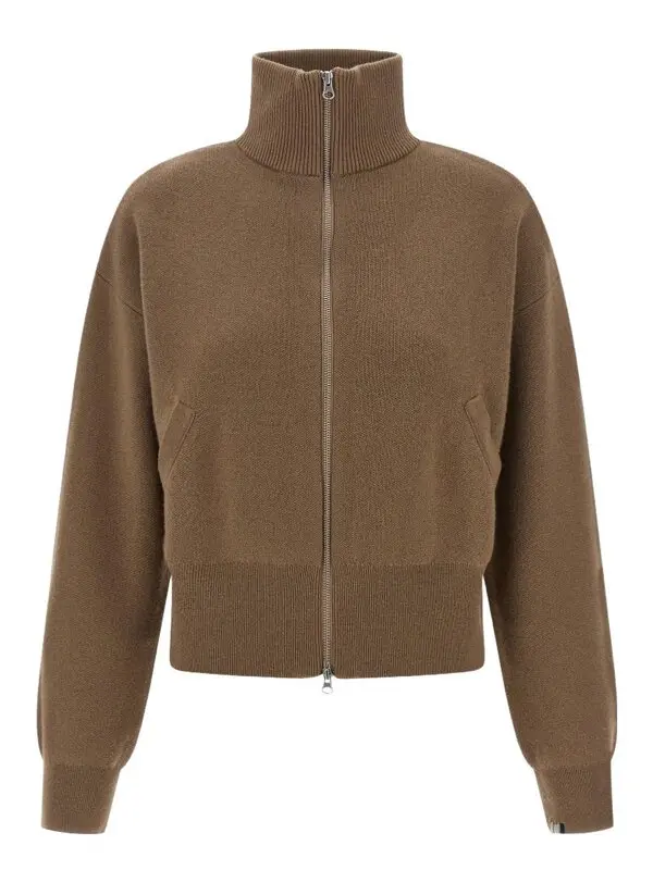 Extreme Cashmere Cropped Zip Cardigan - Brown