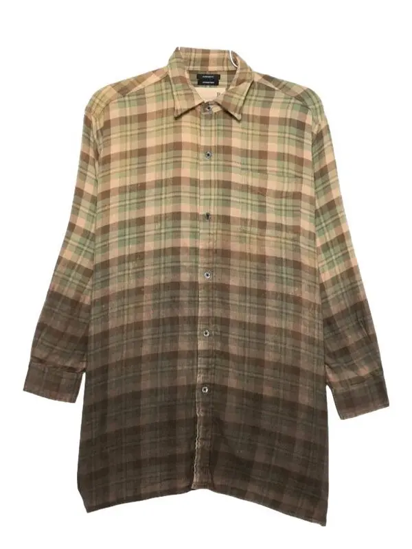 R13 Check-print Distressed-effect Shirt - Khaki
