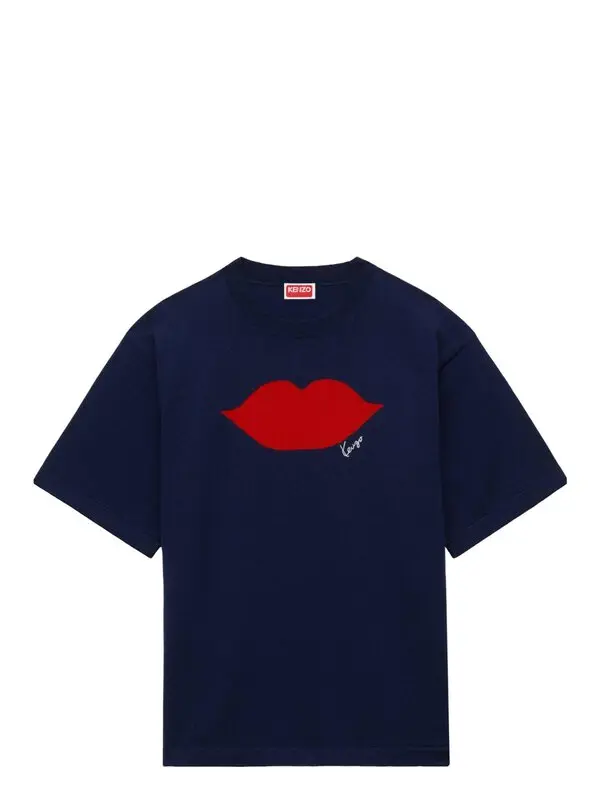 Kenzo Loves' Knitted T-shirt In Wool Cotton - Blue-black