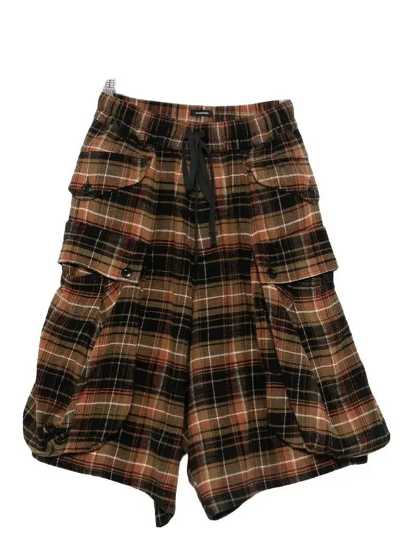R13 Checkered Cargo Shorts - Black