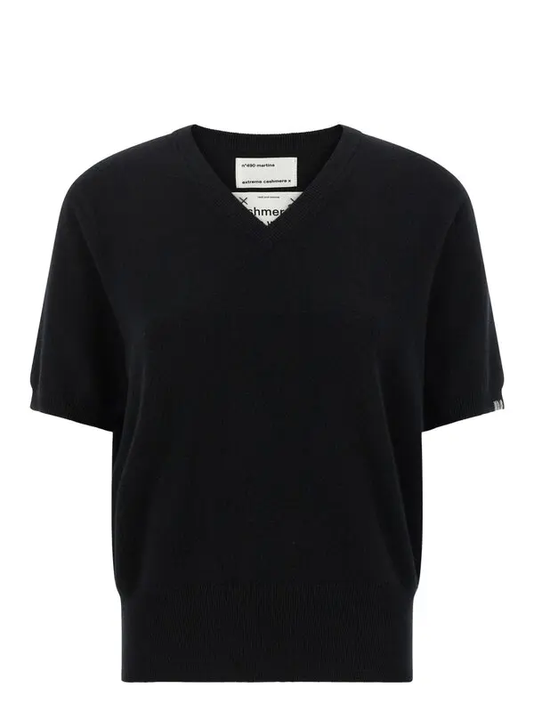 Extreme Cashmere Martina V-neck Knitted Top - Black