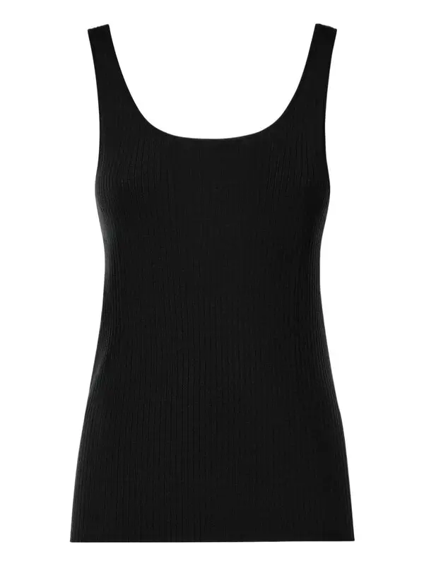 Pinko Ribbed Logo Knit Top - Black