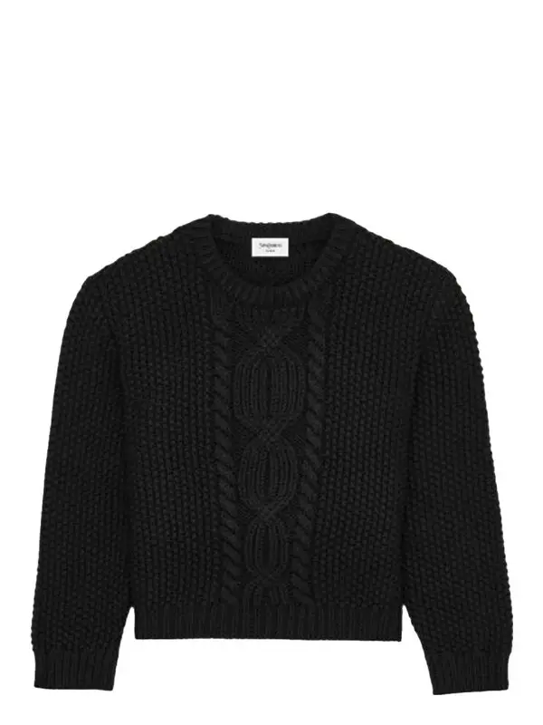 Saint Laurent Round Neck Long Sleeve Sweater - Black