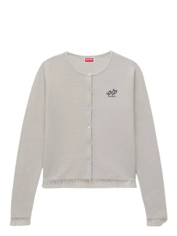 Kenzo Sounds' Embroidered Cardigan In Cotton Linen - Gray
