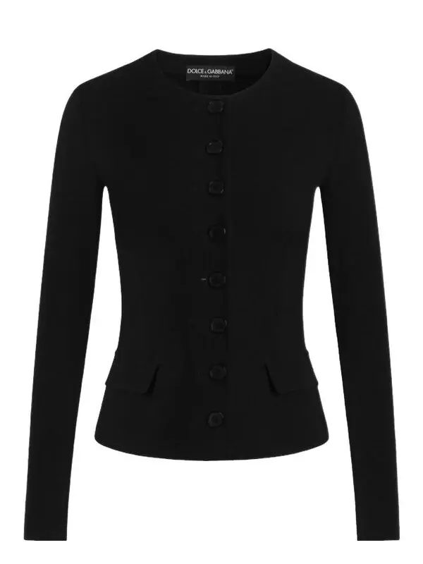 Dolce & Gabbana Crew Neck Long-sleeved Casual Jacket - Black