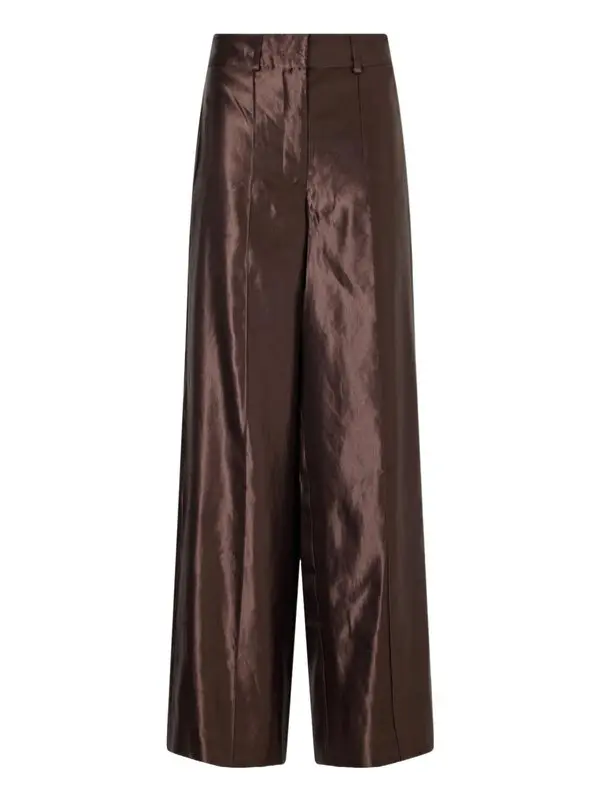 JOSEPH High Waist Wide Leg Satin Trousers - Black