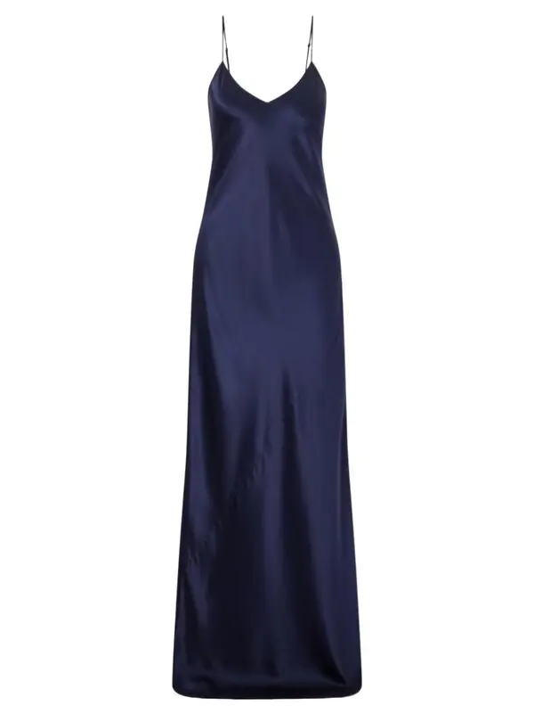 NILI LOTAN V-neck Thin Strap Maxi Dress - Black