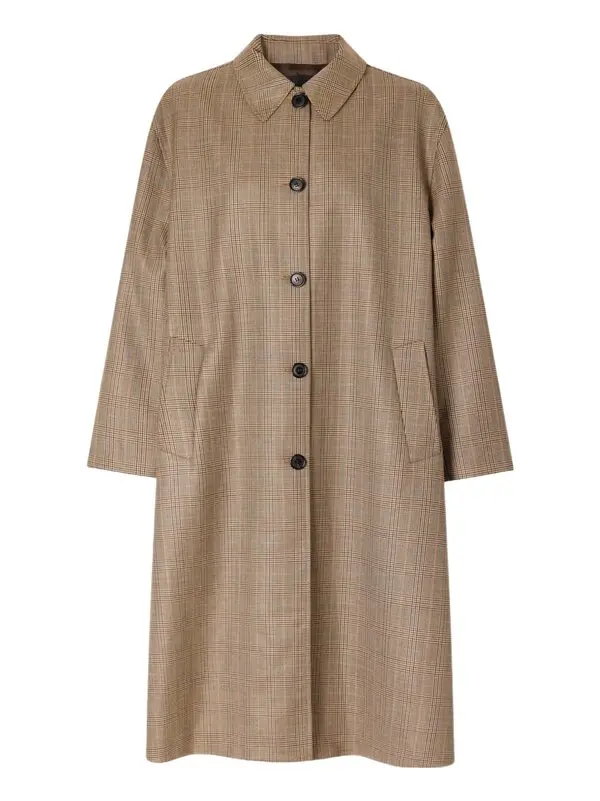 NILI LOTAN Prince Of Wales Plaid Wool Overcoat - Brown