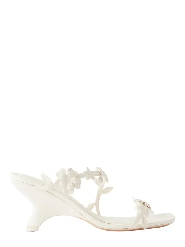 Simkhai Wedge Heel Mule Slide Sandals - White