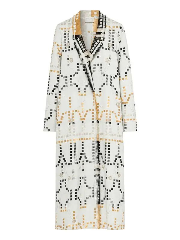 FORTE_FORTE Samarcanda Embroidered Jacquard Long Coat - White