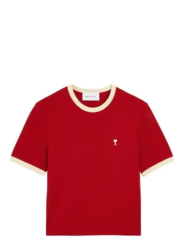 AMI Paris Short-sleeved T-shirt - Ruby Red/ivory White