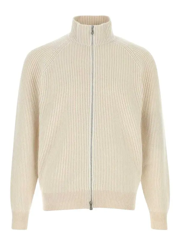 Brunello Cucinelli Long-sleeved Zip-up Cardigan - White