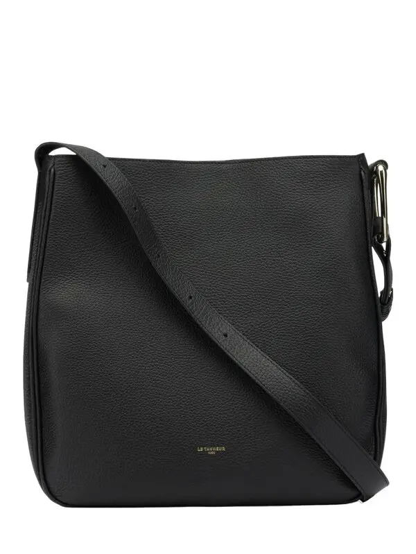 LE TANNEUR Structured Crossbody Bag With Asymmetrical Metal Accents - Black