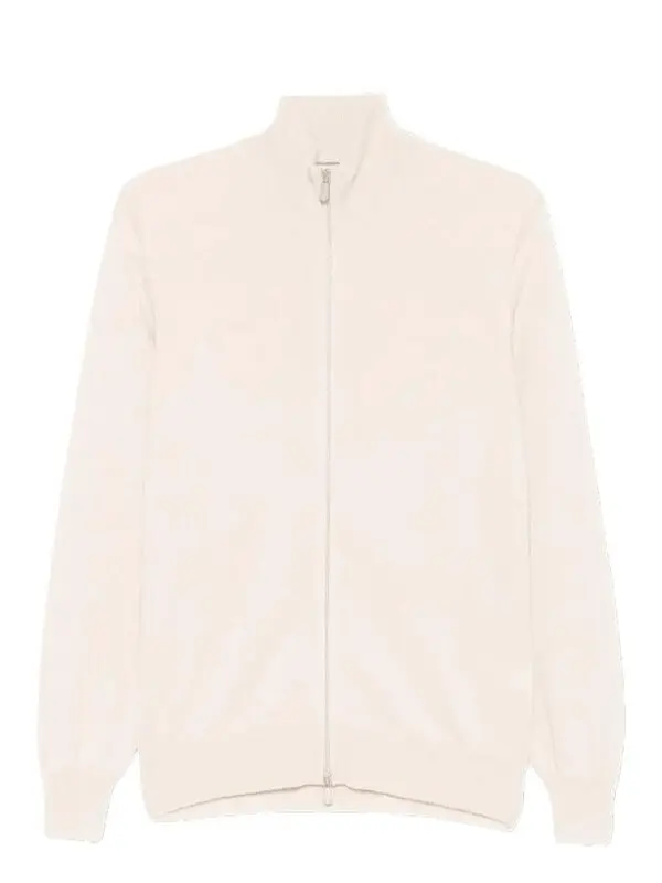 Brunello Cucinelli High Neck Zip-up Knitwear - White