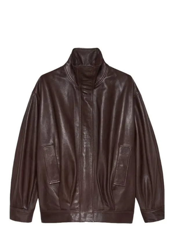 ARMA Paula High Neck Leather Jacket - Coffee Beans