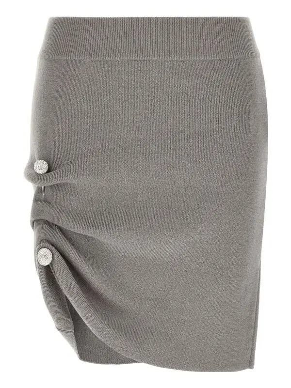Giuseppe Di Morabito Draped Jewel-pin Knitted Skirt - Grey