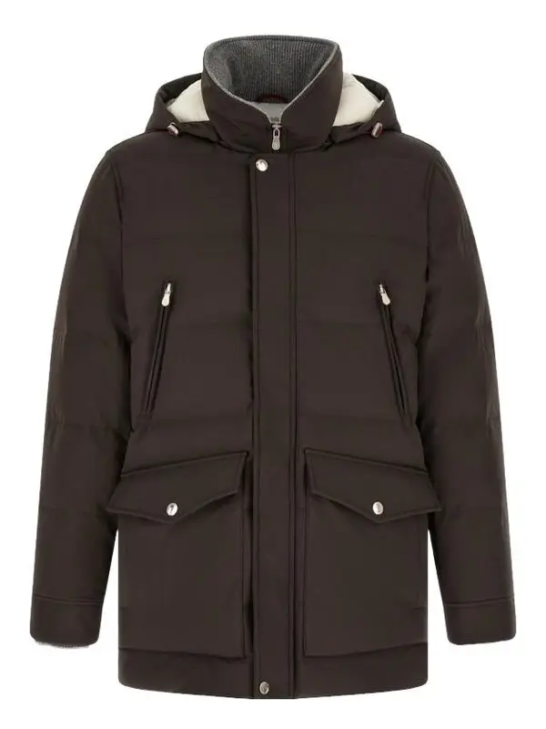 Brunello Cucinelli Quilted Hooded Down Jacket - Brown