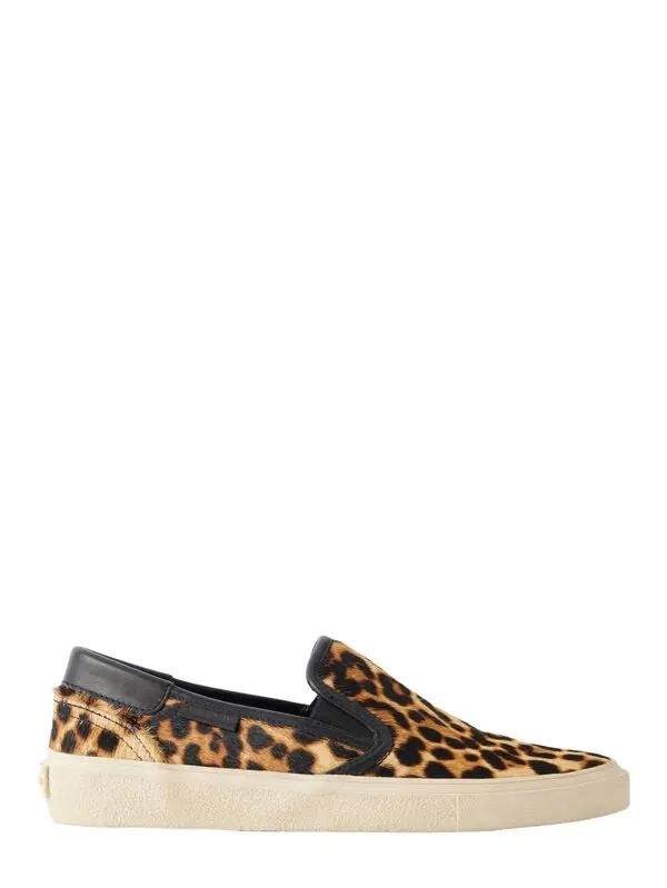 NILI LOTAN Leopard Print Calf Hair Slip-on Sneakers - Nude