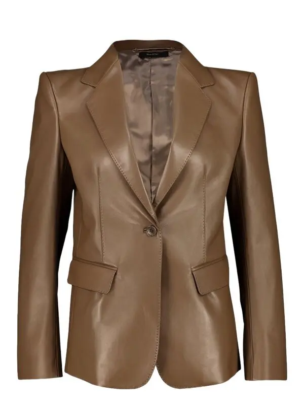 TOM FORD Guanteria-leather Single-breasted Jacket - Brown