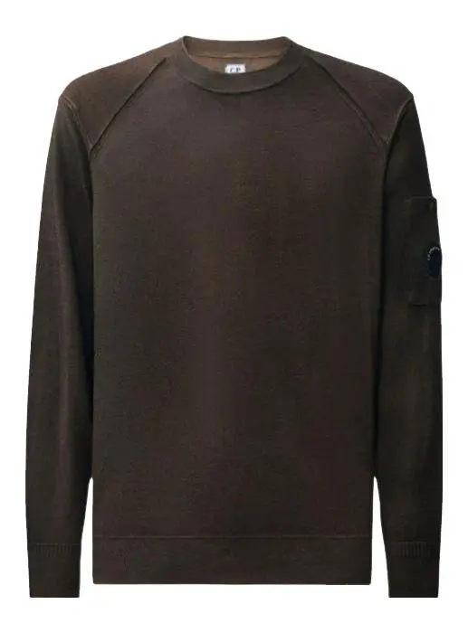 C.P. COMPANY Merino Wool Re-colour Lens Crewneck Sweater - Brown
