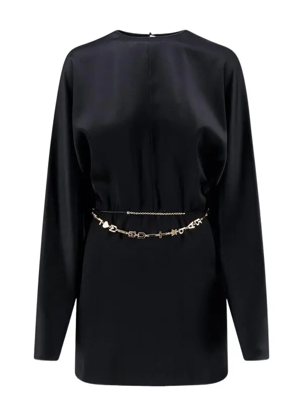 Saint Laurent Chain-link Open Back Crewneck Dress - No