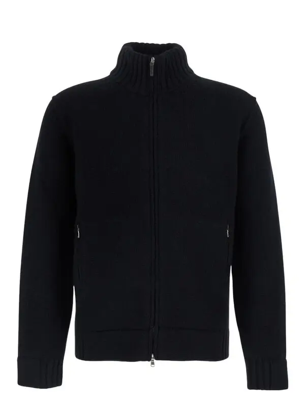 KANGRA Long-sleeve Zip-up Cardigan - Black