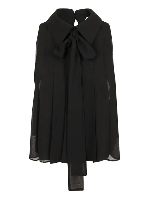 Elisabetta Franchi Sleeveless Cape With Front Tie - Black