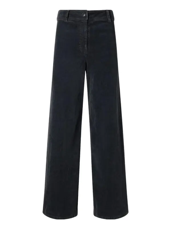 NILI LOTAN High Waist Corduroy Wide Leg Pants - Black