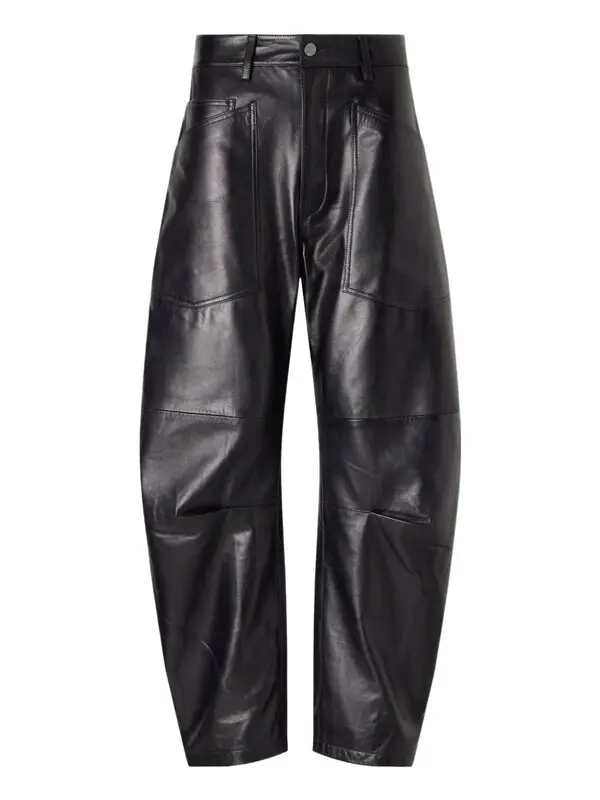 NILI LOTAN Casual Leather Pants - Black