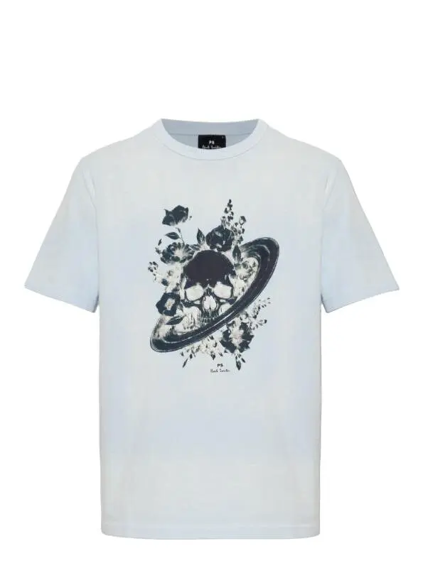 Paul Smith Skull Graphic T-shirt - Light Blue