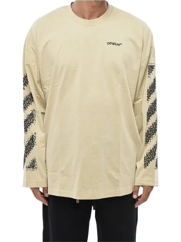 Off-White Logo-embroidered Long-sleeved T-shirt - Beige