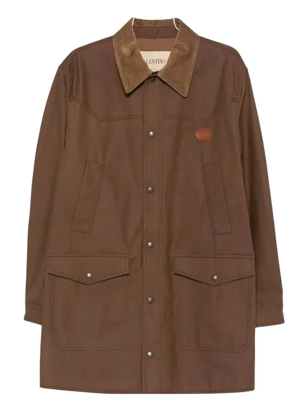 Valentino Garavani Vlogo Signature Waxed-canvas Coat - Brown