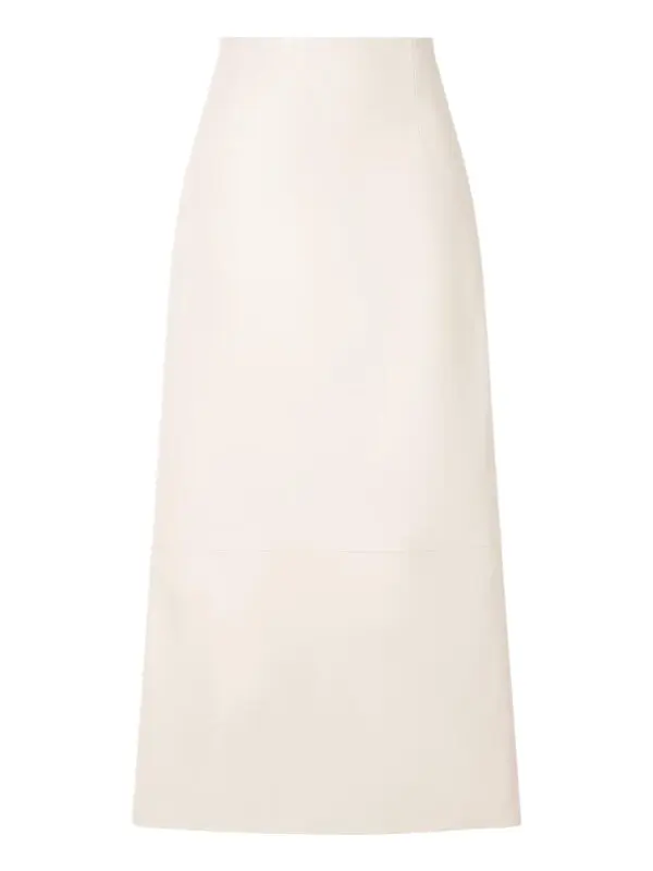 Loulou De Saison Paneled Straight Midi Leather Skirt - White