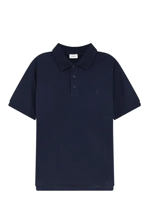 Saint Laurent Collared Short-sleeved Polo Shirt - Blue
