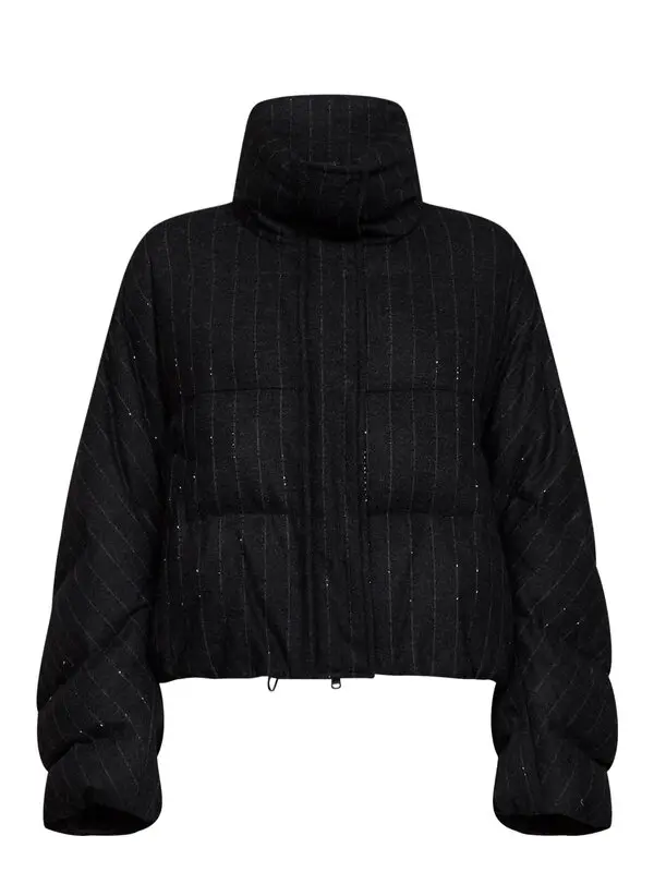 Brunello Cucinelli Pinstriped Padded Jacket - Grey