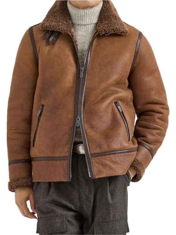 Brunello Cucinelli Shearling Aviator Jacket - Light Brown