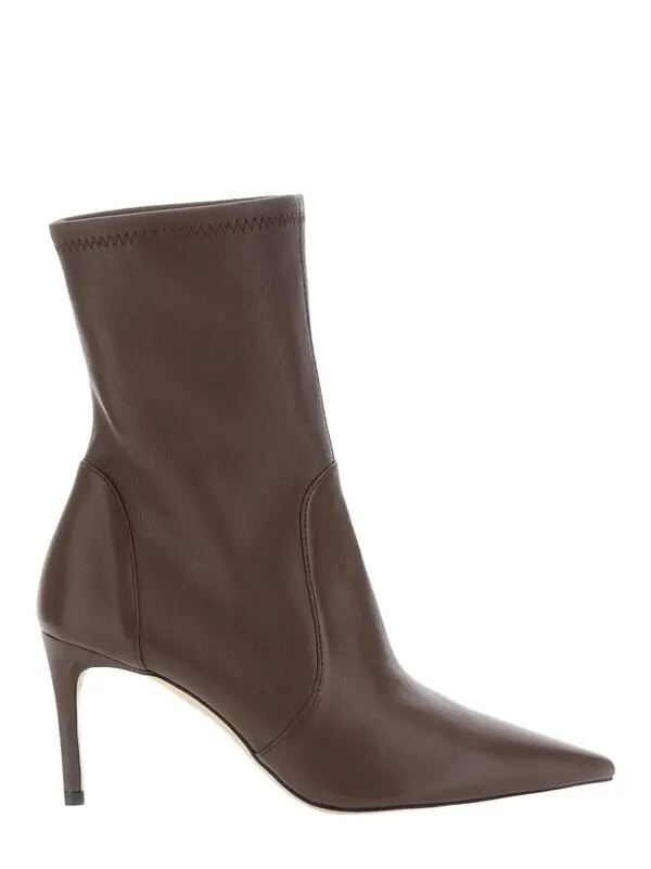 STUART WEITZMAN Pointed Toe High-heeled Ankle Boots With Side Zipper - Brown