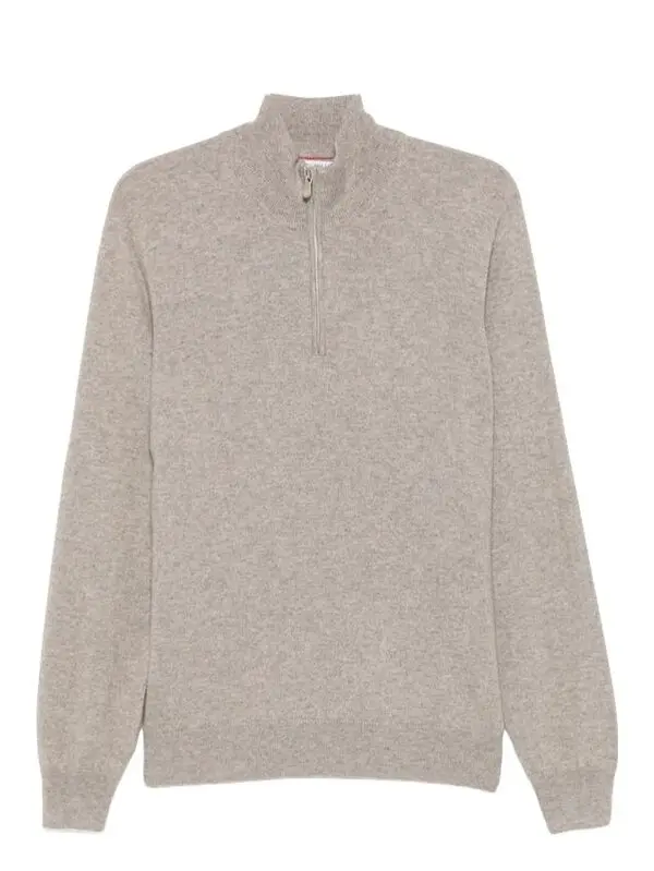 Brunello Cucinelli Quarter-zip Sweater - Nude