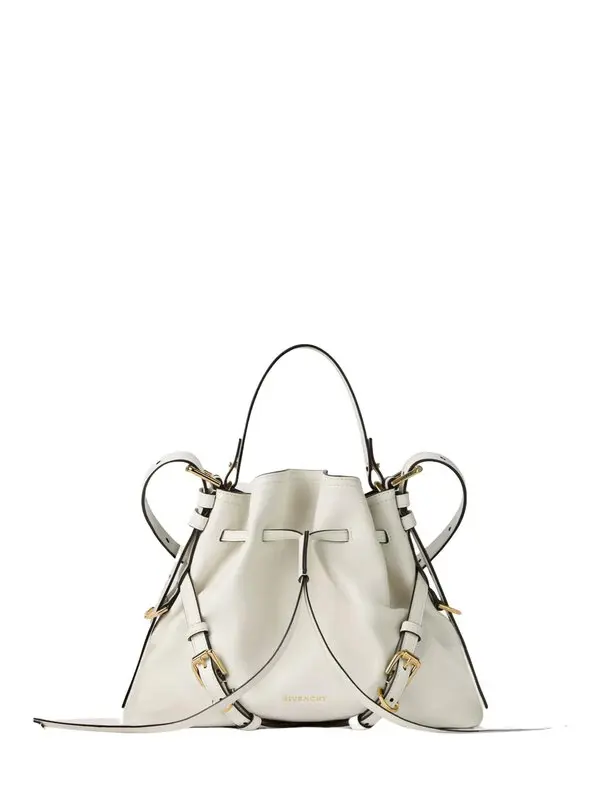 Givenchy Small Voyou Bucket Bag In Shiny Leather - Ivory