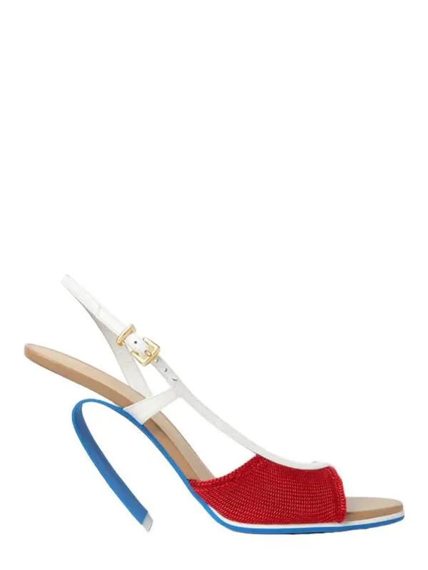 Fendi 95mm Arco Sculptural-heel Slingback Sandals - Multicolor