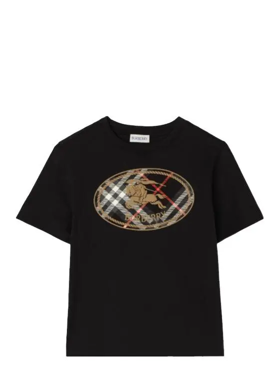 Burberry Check Knight Stamp Cotton T-shirt - Black