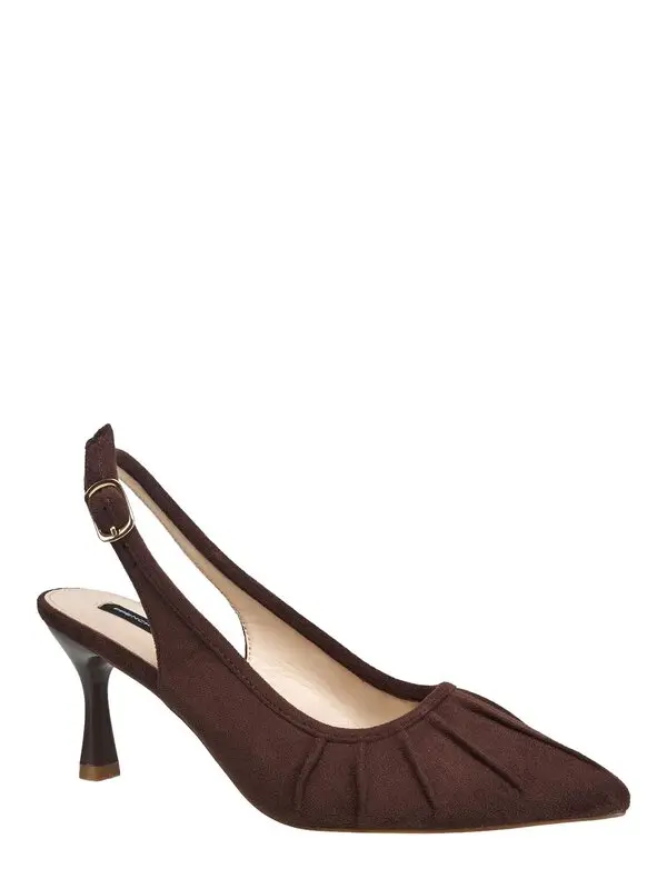 French Connection Ruched Kitten Heel - Brown